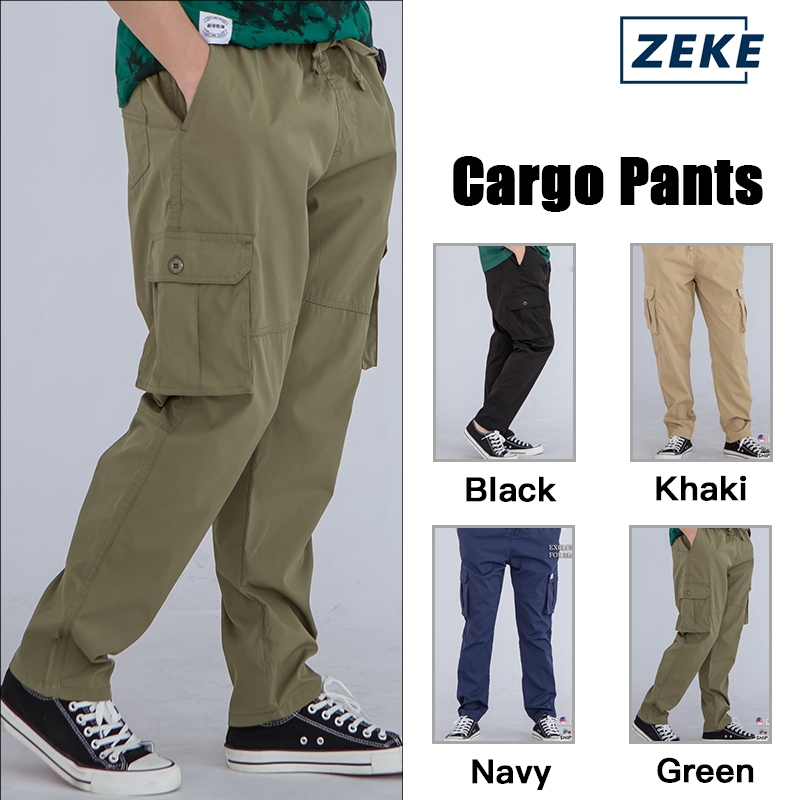 ZEKE Men Cargo Pants lalaki Tactical Six Pocket Working Cargo Pant ...