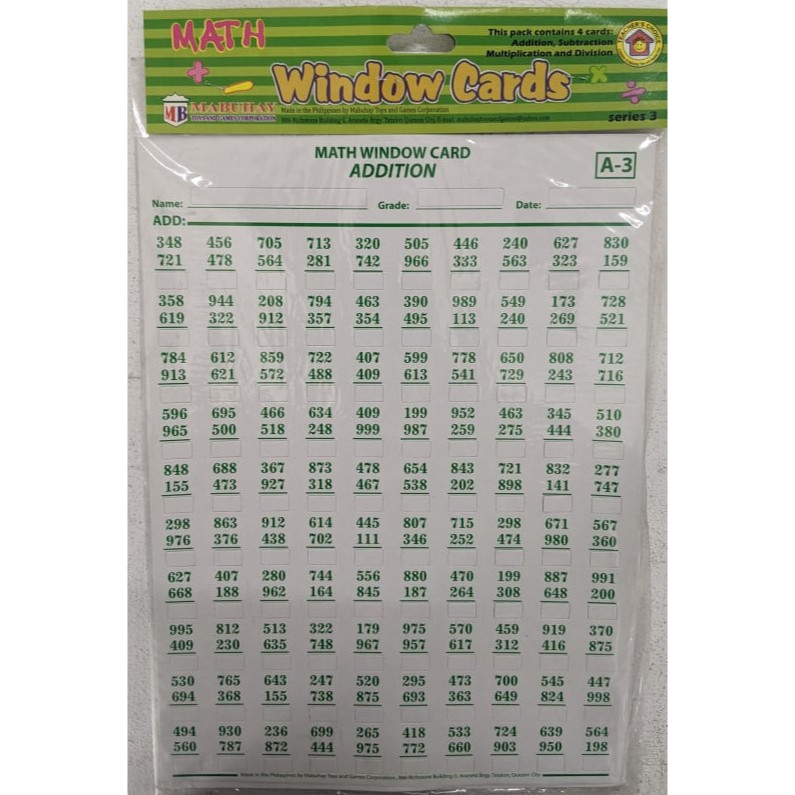 Math Window Cards Series 3 (Teachers Choice) | Shopee Philippines