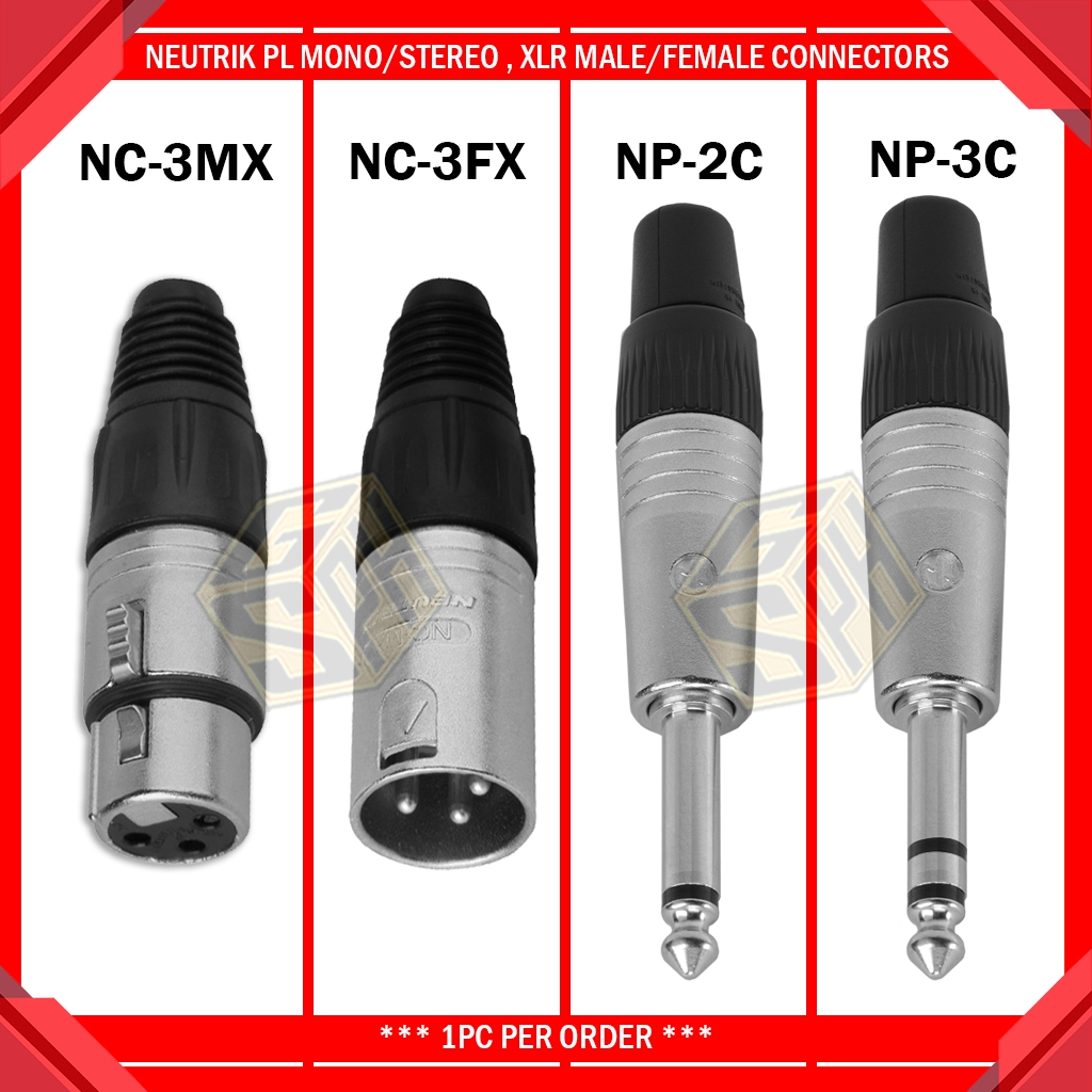 NEUTRIK XLR MALE / FEMALE, PL MONO / STEREO CONNECTORS | Shopee Philippines