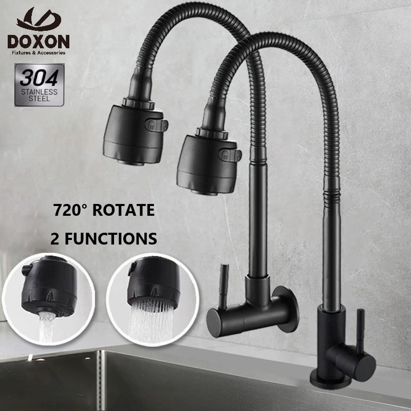 DOXON Black Kitchen Faucet Stainless Steel 304 Sink Faucet 720° Rotate ...