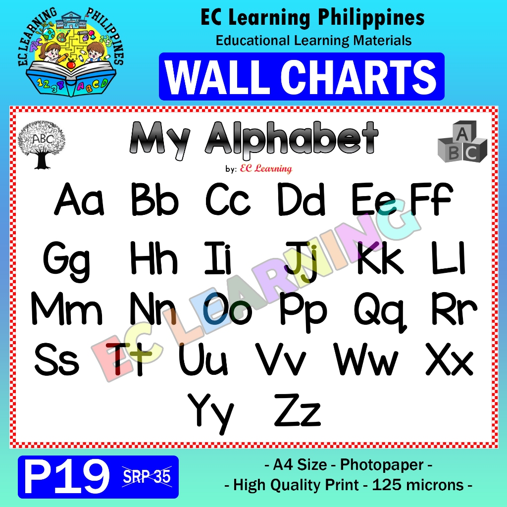 ALPHABET (ABC) Laminated Educational Wall chart and Poster for Kids ...