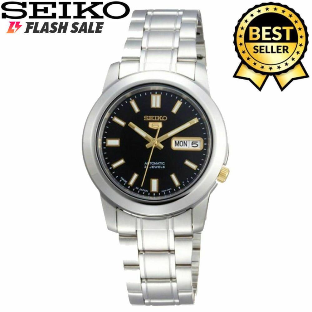 Seiko SNKK 5 21 Jewels Expensive Day & Date Black Dial Stainless Steel ...