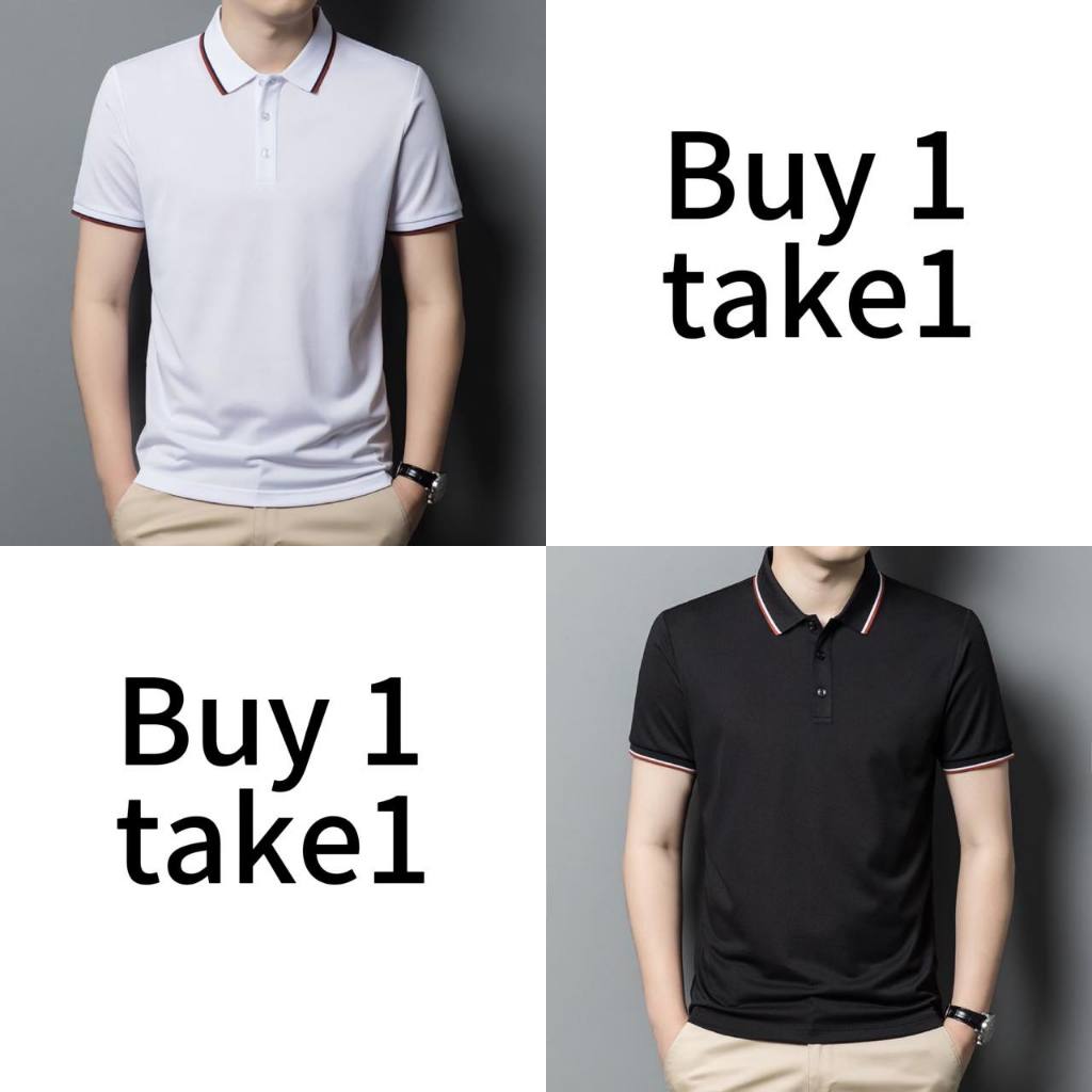 simple rush buy 1 take 1 men and womens polo shirt korean casual round ...