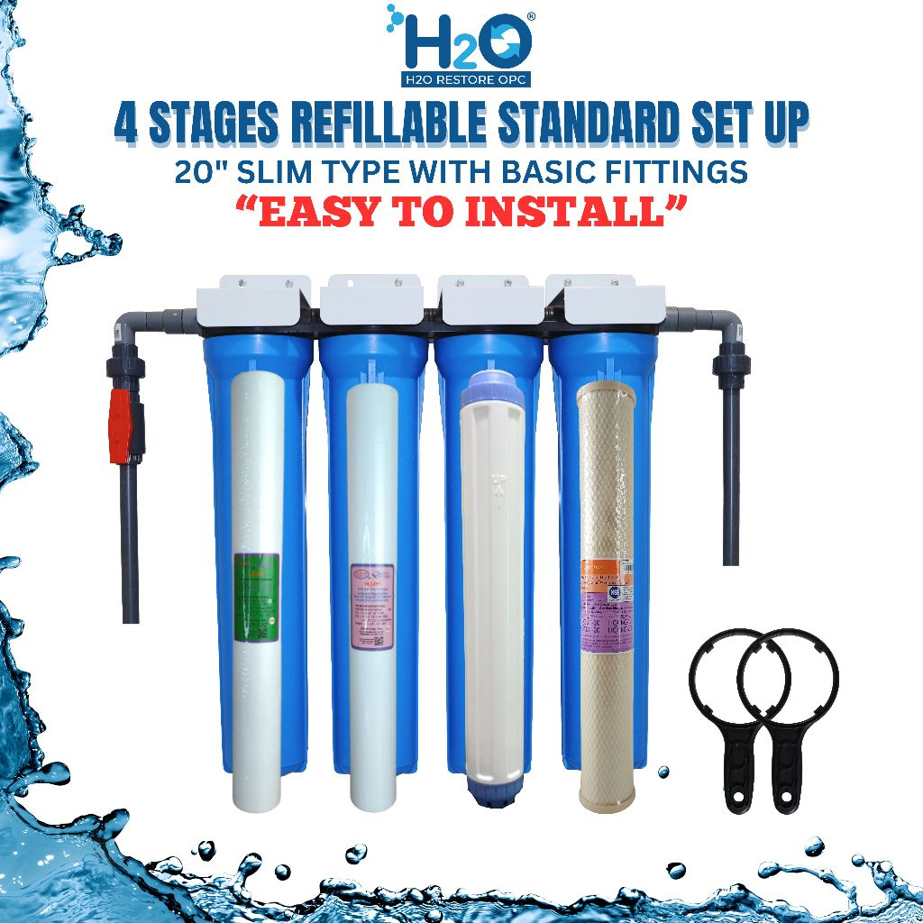 4 Stages Water Filter Refillable Deepwell Standard Heavy Duty Complete ...