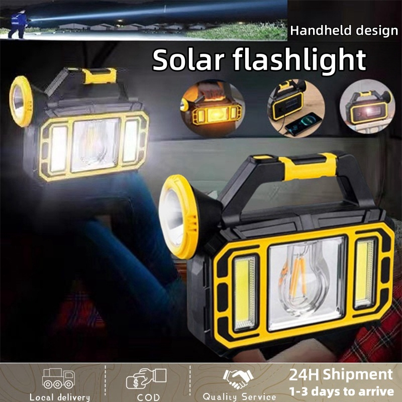 portable Rechargeable work Emergency Light Solar bulb light outdoor ...