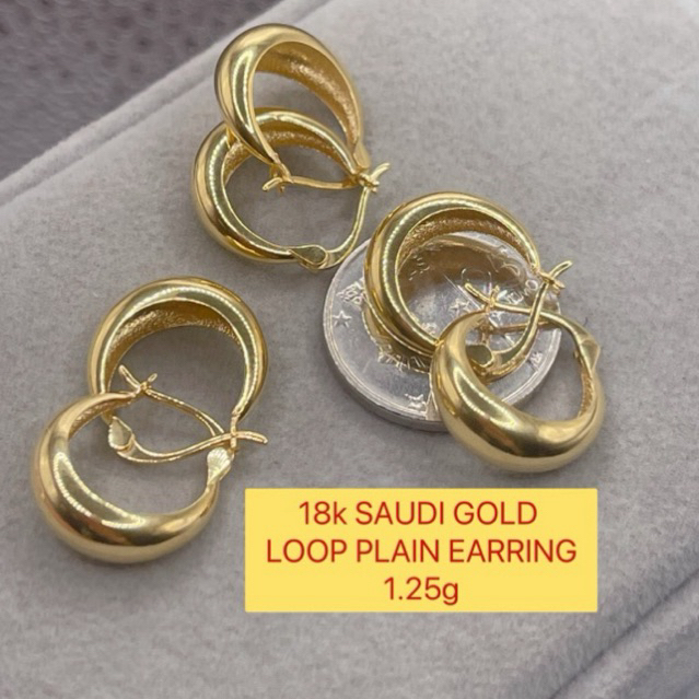 COD 18k SAUDI GOLD LOOP PLAIN EARRING PAWNABLE | Shopee Philippines