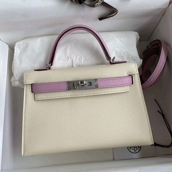 Herm _ Mini Kelly Sellier 20 Top Handle Bag In Nata pink Epsom Leather ...
