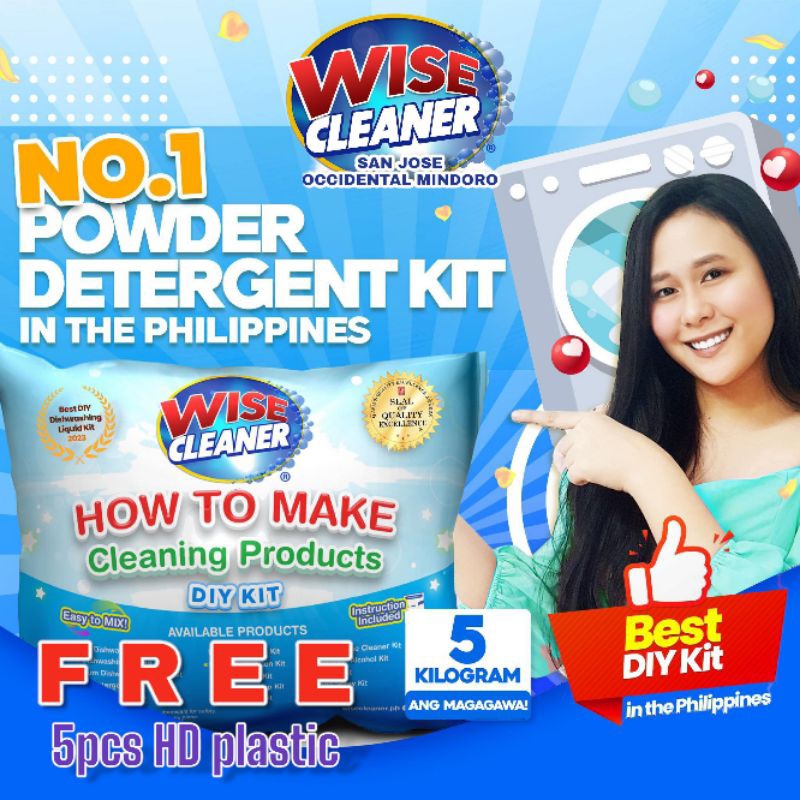 Wise Cleaner Powder Detergent Kit - FREE HD Plastic + Sticker Label | Shopee Philippines