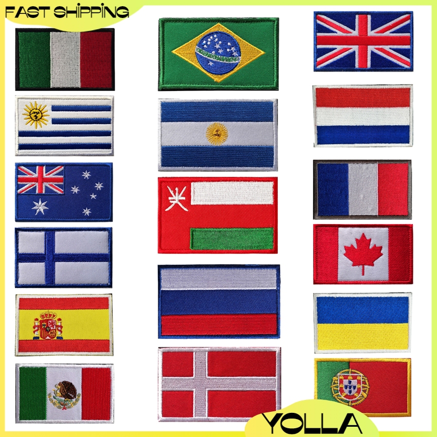 Countries of the World Flags Adhesive Patch America Australia Finland Italy Brazil Velcro ...