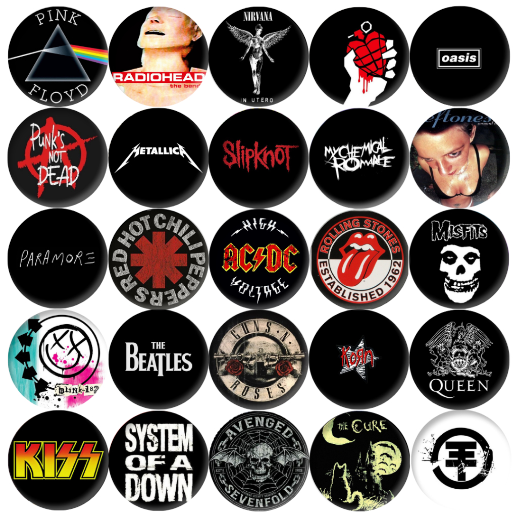 Rock Bands Button Pins | Emo Rock | Grunge | Pop punk | Classic rock ...