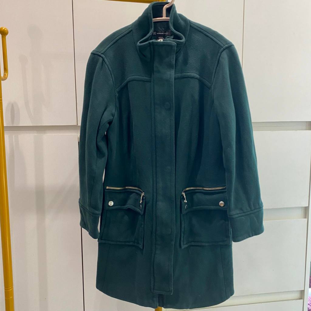 LM295 | THRIFTED EMERALD GREEN 100% COTTON KNITTED LONG WINTER JACKET ...