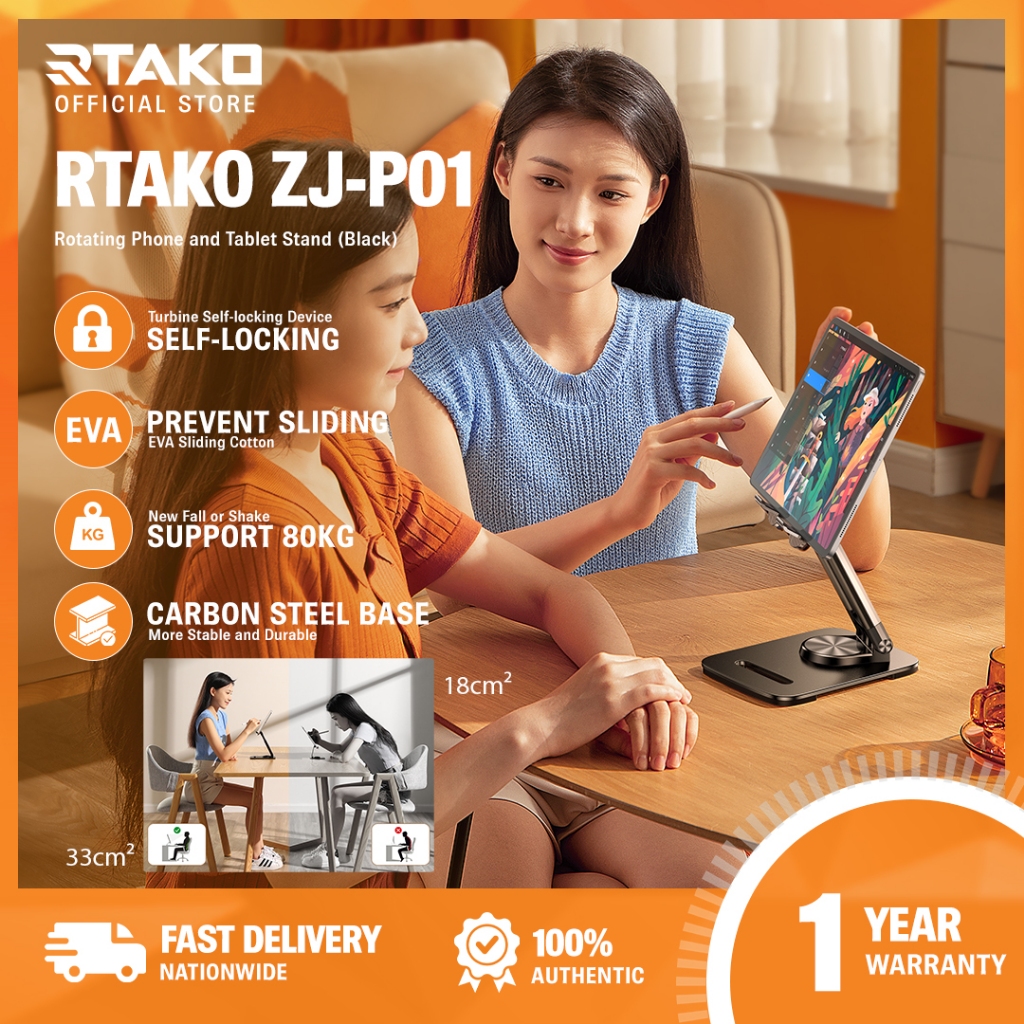 RTAKO Desk magnetic Stand Holder Tablet Holder Mobile Height Adjustable iPad Stand 720° Unlimite ...