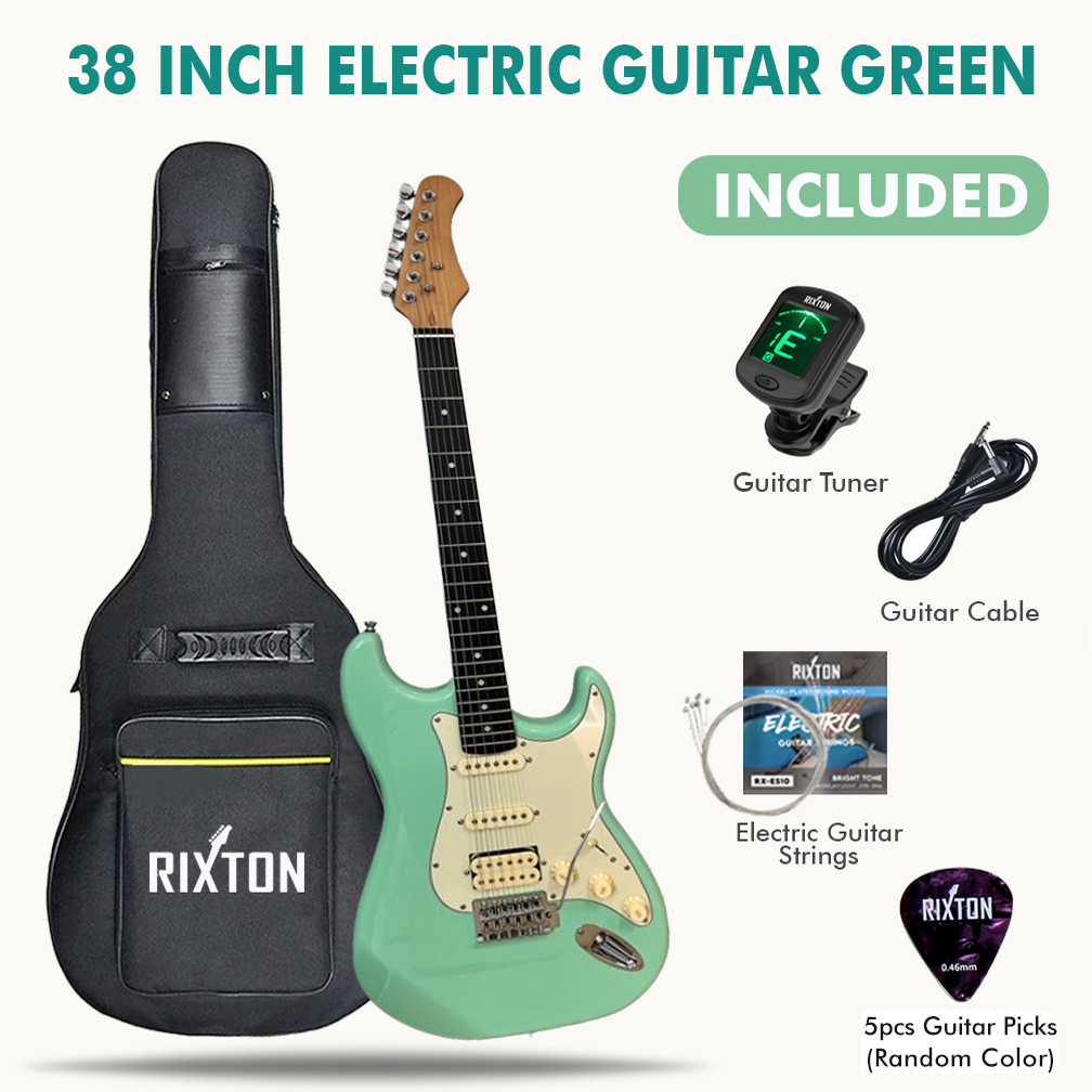 RIXTON Electric Guitar Complete Set with Bag, Tuner, Cable, Guitar Pick ...