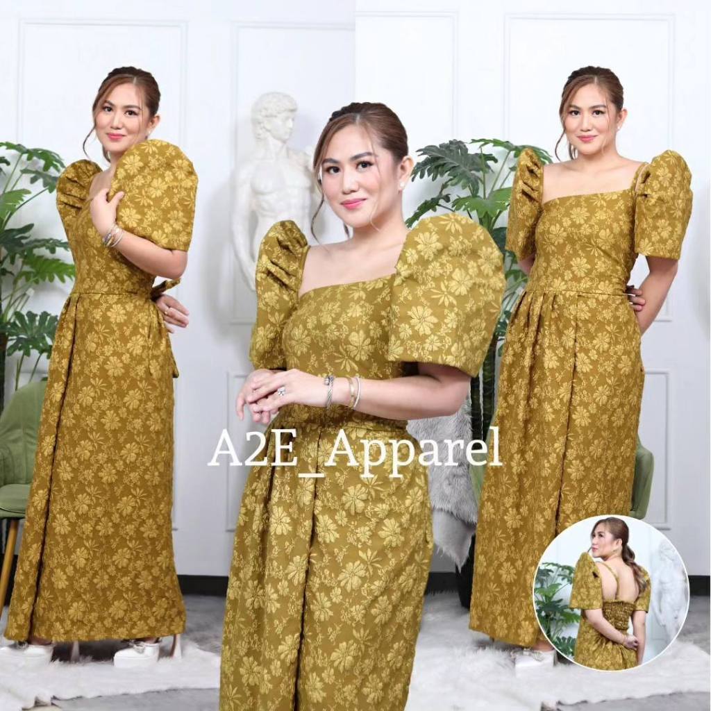 A2E | Amor Filipiniana Dress | Modern Filipiniana Maxi Dress with ...