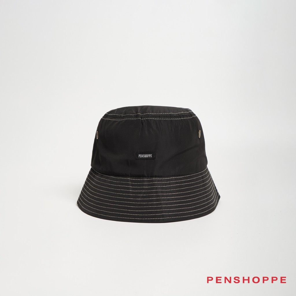 Penshoppe Bucket Hat With Woven Label For Men (Black/Off White ...