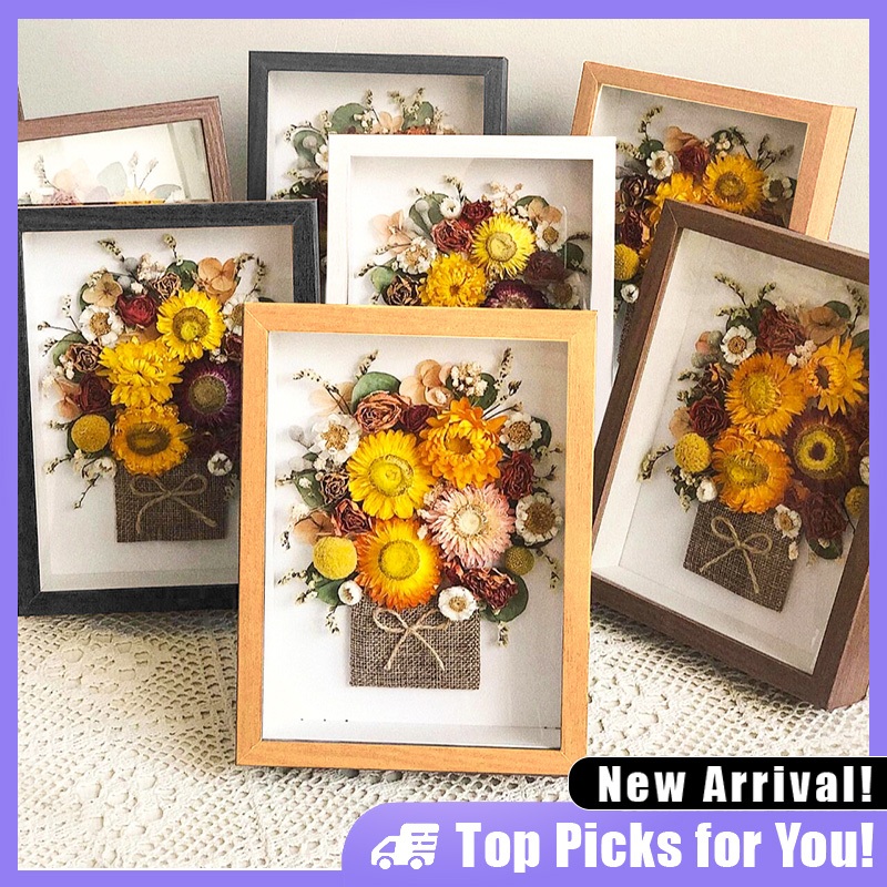Flower Frame Shadow Box DIY Wooden Frame Transparent Dried Flowers ...