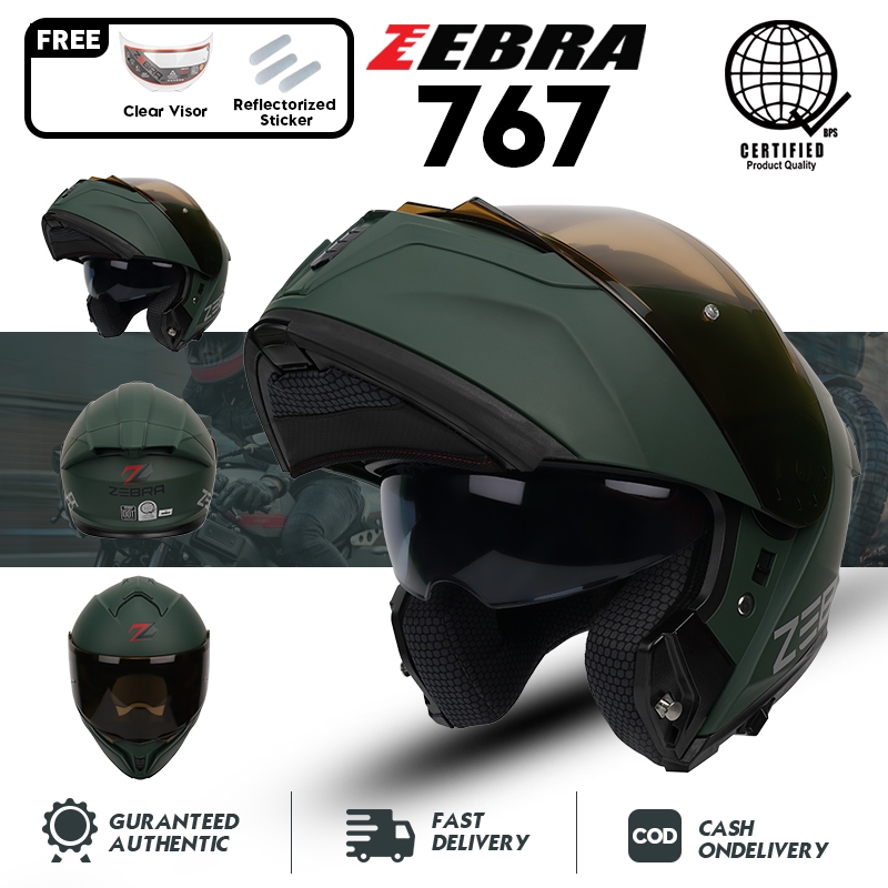 ZEBRA 767 motorcycle modular helmet full face dual visor for men and ...