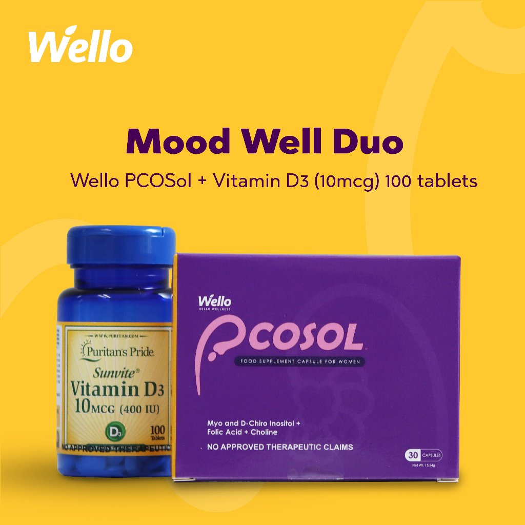Mood Well Duo Puritan's Pride Vitamin D3 + Wello PCOSol | Shopee ...