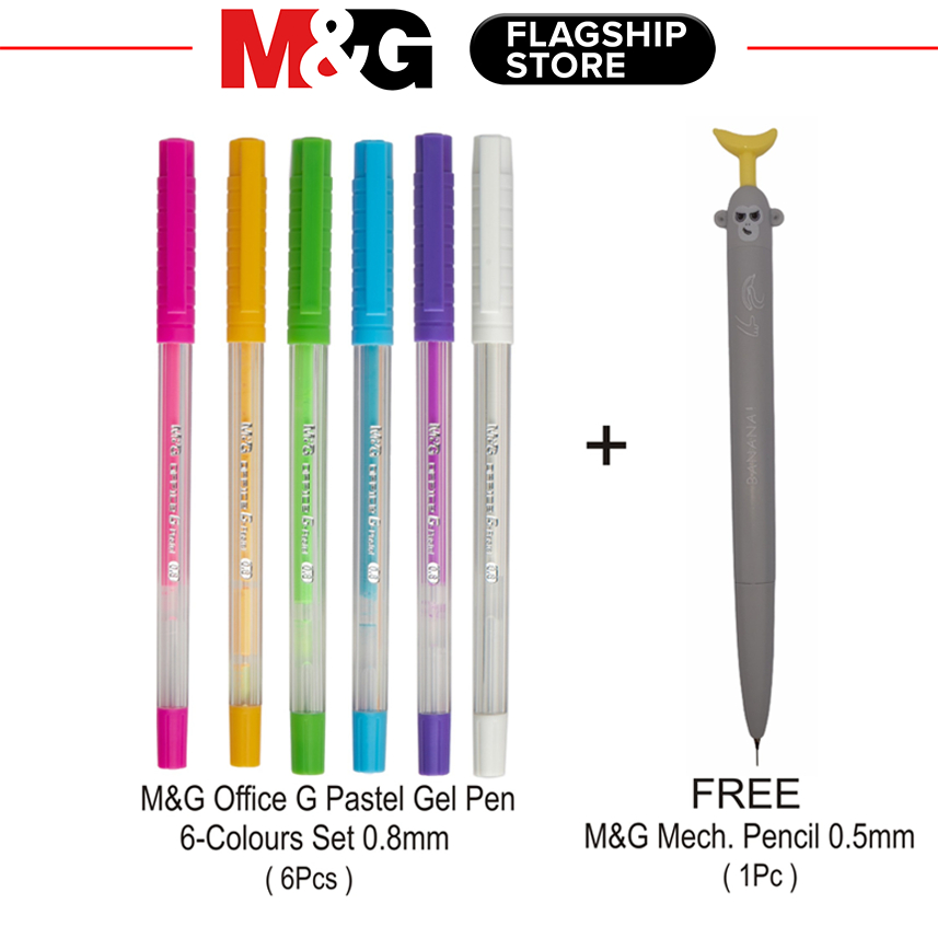 M&G Office G Pastel Gel Pen 0.8mm Agp13278 Plus Free Mechanical Pencil ...