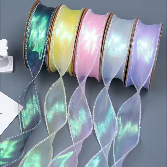 Fantasy fish tail yarn pleated yarn Ribbon With Wavy Edge Wrap Flower ...