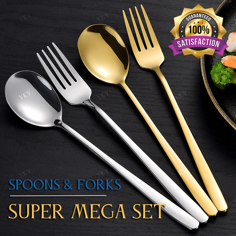 6pcs Korean Cutlery Korean Style Flatware Stainless Steel Spoon and ...