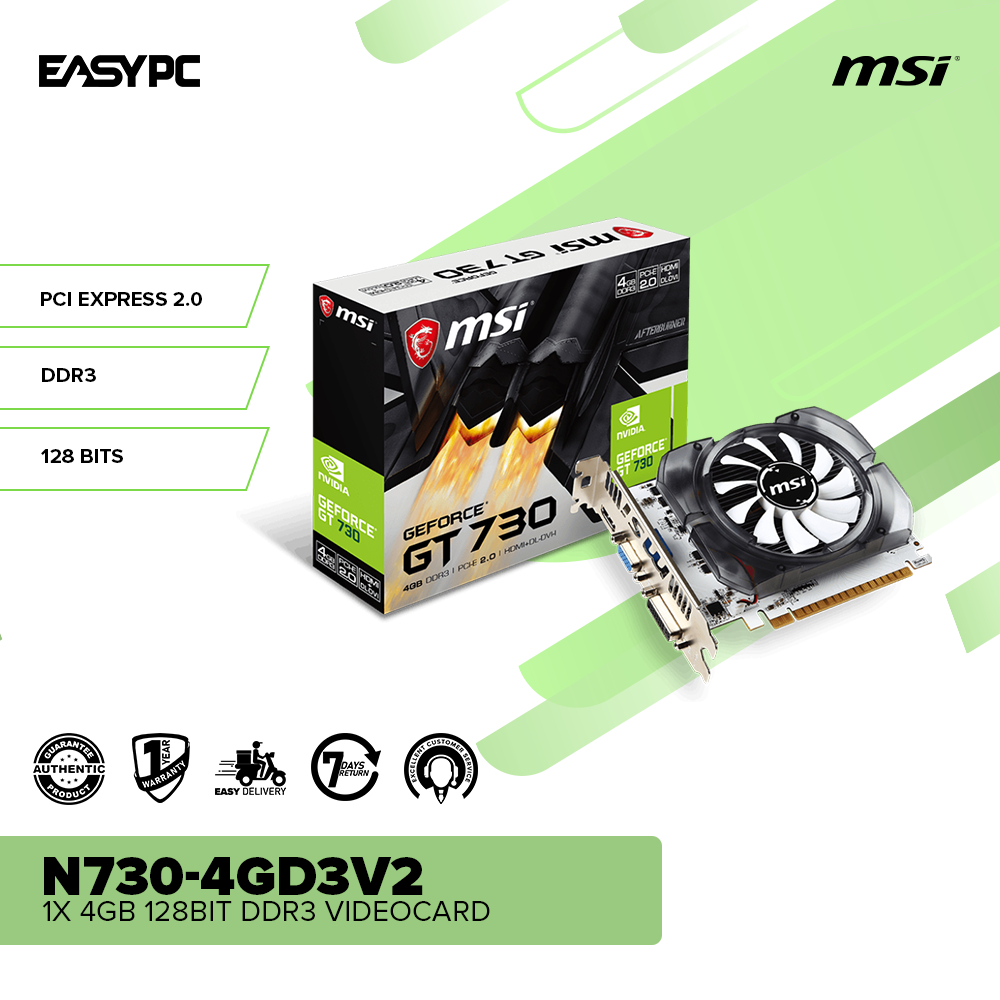 EasyPC| MSI NVIDIA GeForce N730-4GD3V2 1x 4gb 128bit Ddr3 graphics card ...
