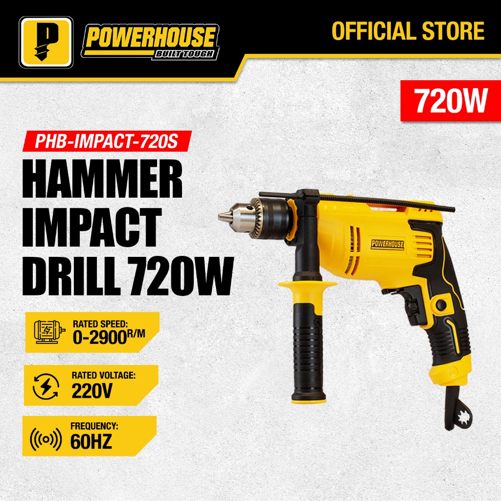 Powerhouse Hammer Impact Drill Variable Speed Original Heavy Duty Tool ...