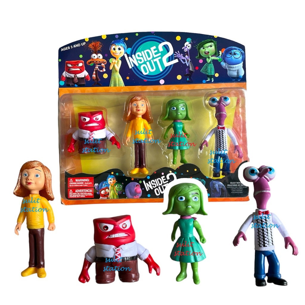 set of 4 INSIDE OUT ANGER RILEY FEAR DISGUST CHARACTER TOY FIGURES ...