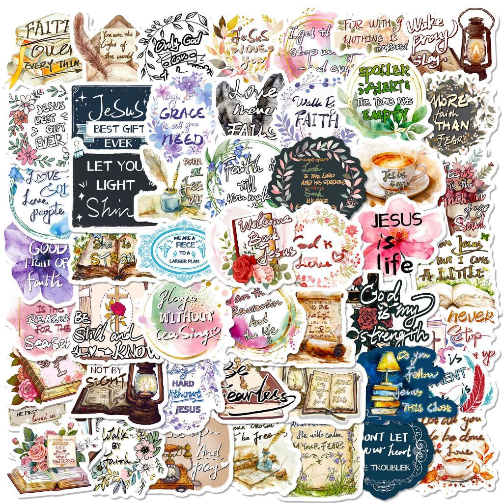 50pcs Jesus Phrase sticker set Waterproof Removable stickers ...