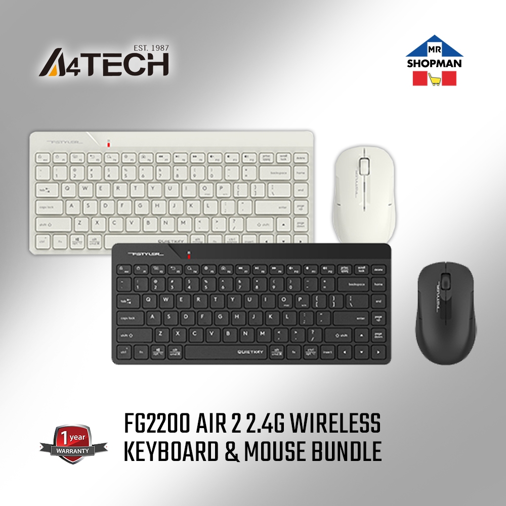 A4tech FG2200 Air 2 2.4G Wireless Combo Desktop Keyboard & Mouse Bundle ...