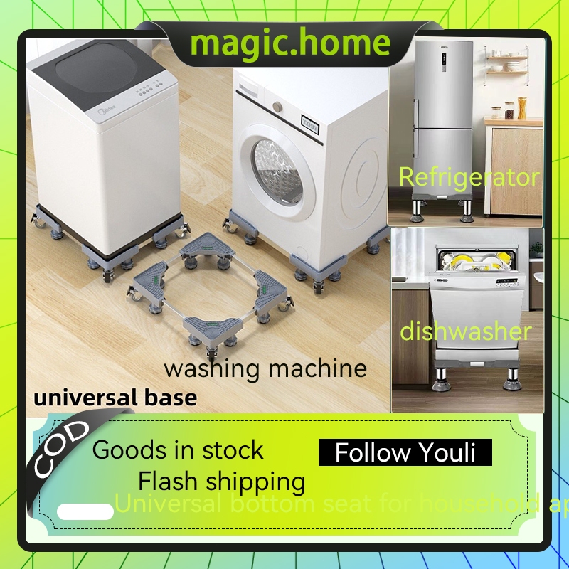 Washing machine frame with wheels, refrigerator frame with adjustable ...