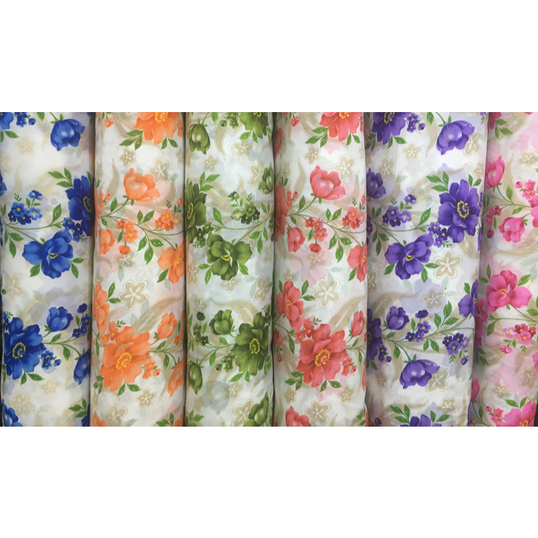 Queen O'Leigh Design Geena Gina or Pongee Floral Flowers Printed Fabric ...