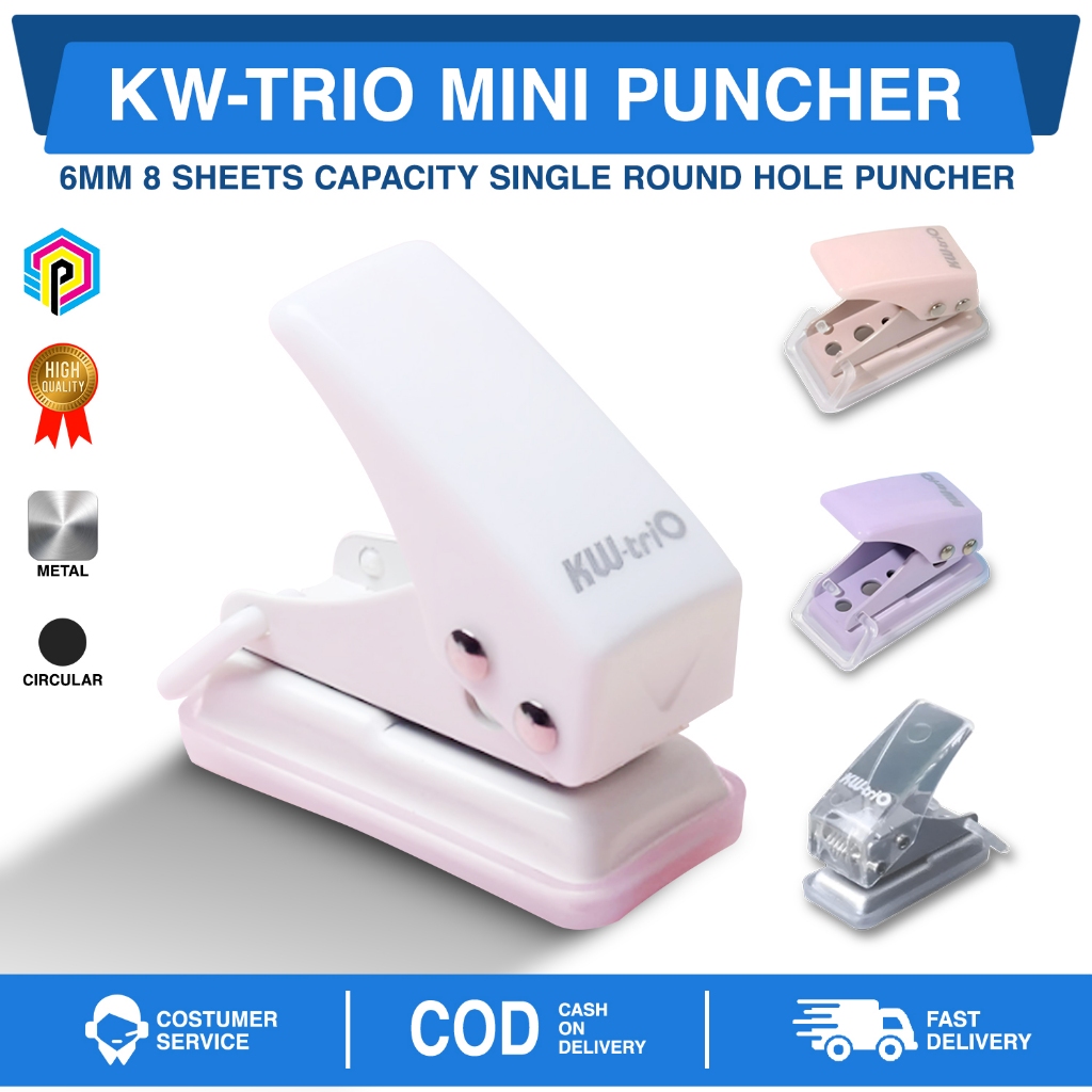 Mini Puncher 0.24''(6mm) Paper Capacity 8 Sheets Single Round Hole ...