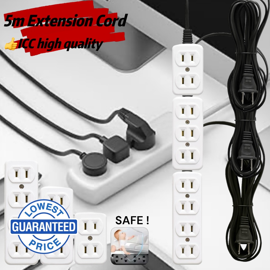 5m Multi Function Extension Cord Socket Plug Extension Outlet Wire Cord Power Socket Extension