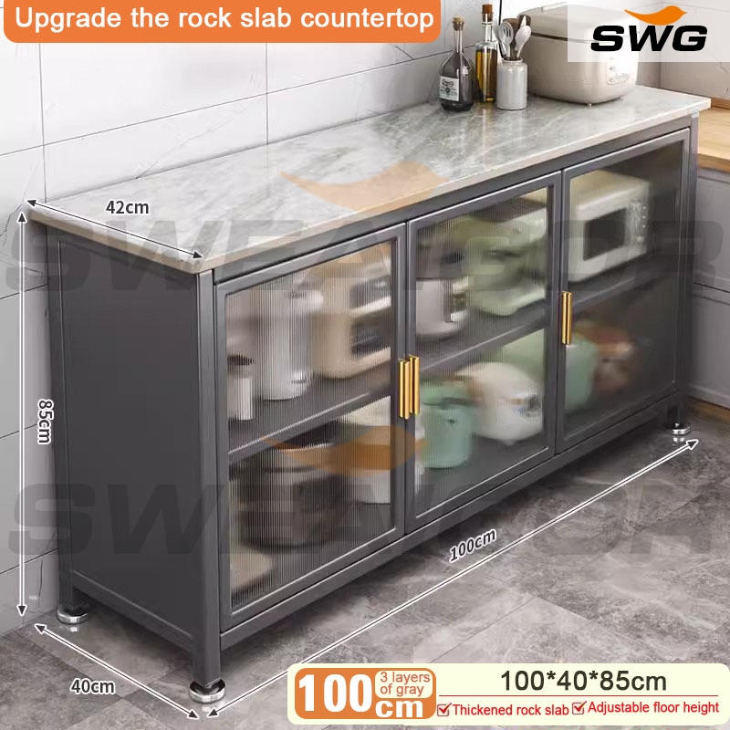 SWG Kitchen Storage Cabinet Sideboard Cupboard Cabon Steel Organizer ...