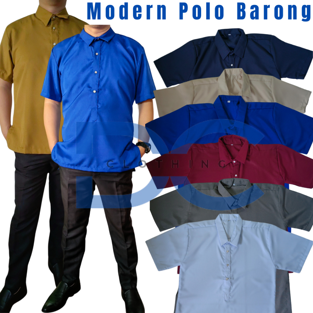 DC Plain Modern Polo Barong Half Button/Polo top for men/Katrina Fabric ...
