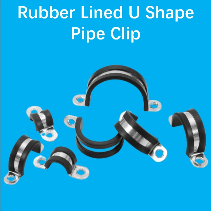 Toyu 10-60mm Rubber Lined U Shape Pipe Clip Cast Iron Saddle Clamp U ...