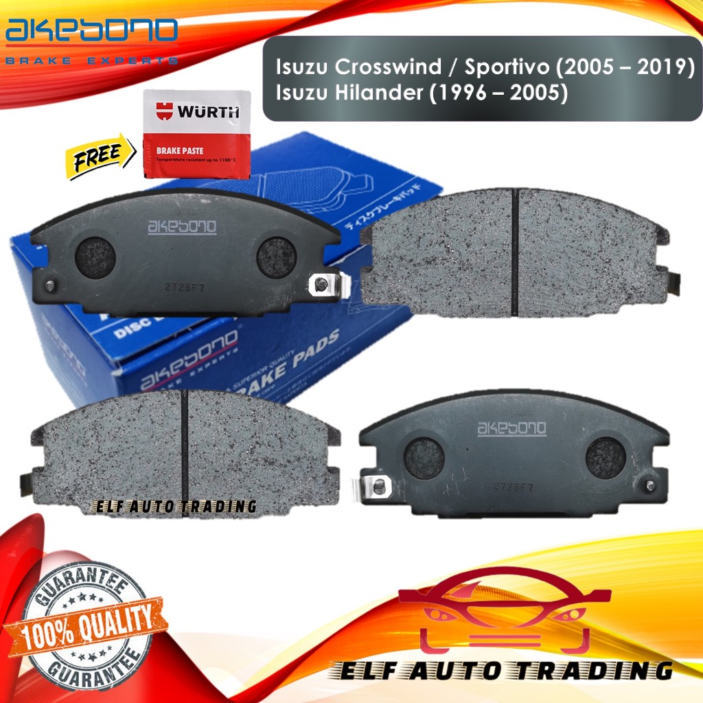 Genuine Akebono Front Brake Pads Isuzu Hi-Lander (1996-2005), Isuzu ...