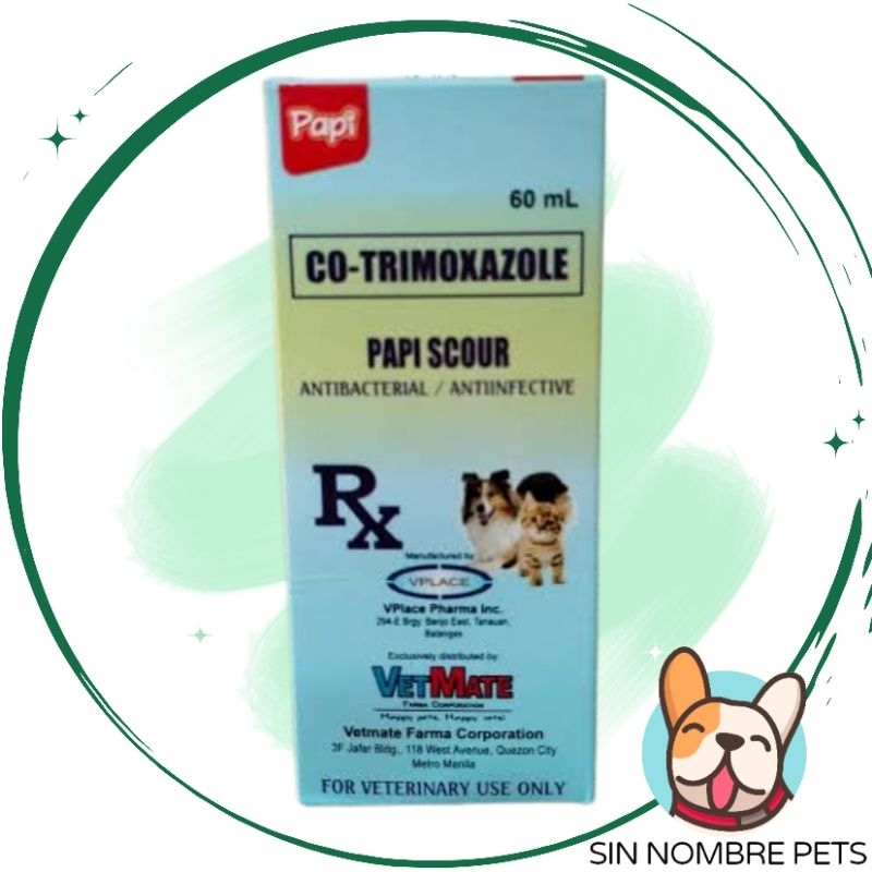 Papi Scour syrup 60 ml Anti Diarrhea for pet dogs & cats Co-Trimoxazole ...