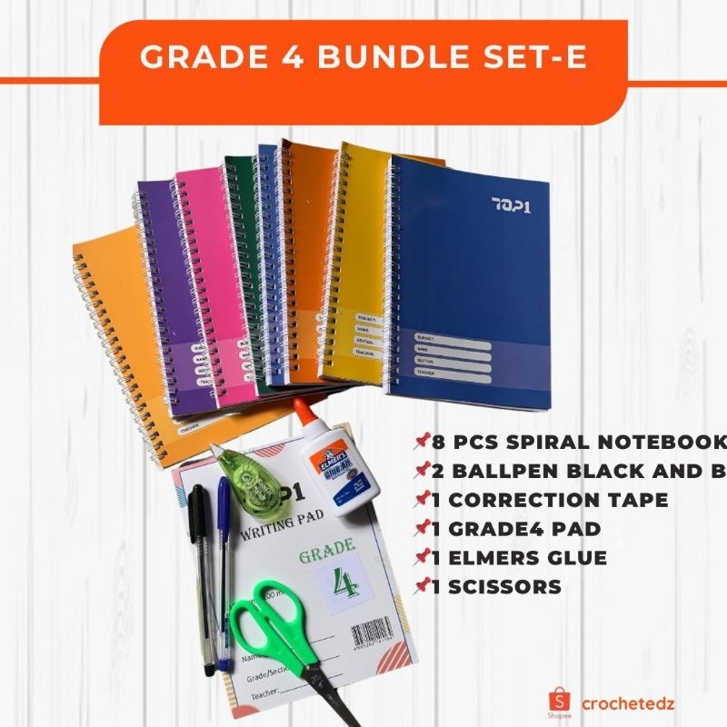 GRADE 4 SCHOOL SUPPLIES BUNDLE SET - E | Shopee Philippines