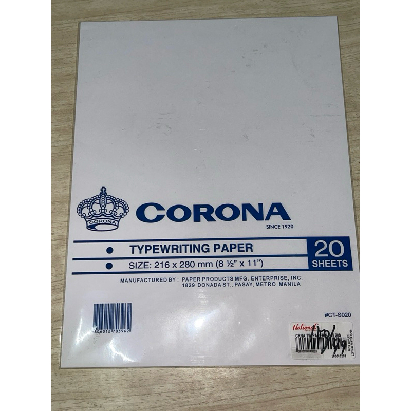 #2-b corona type writing paper | Shopee Philippines