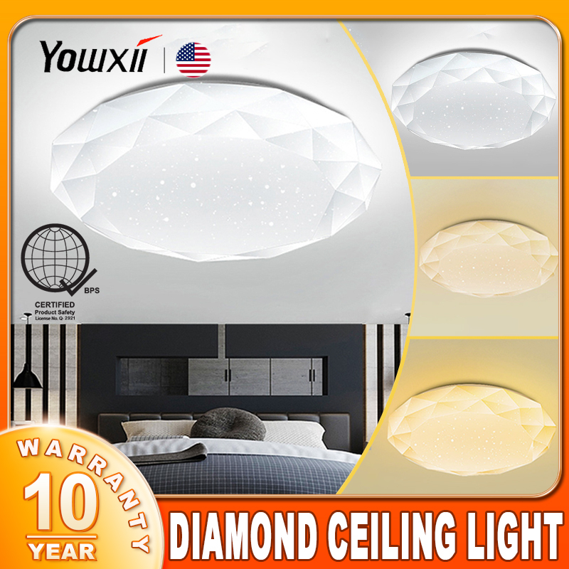 Yowxii Diamond LED Ceiling Light Tri Color Room Light For Living Room ...