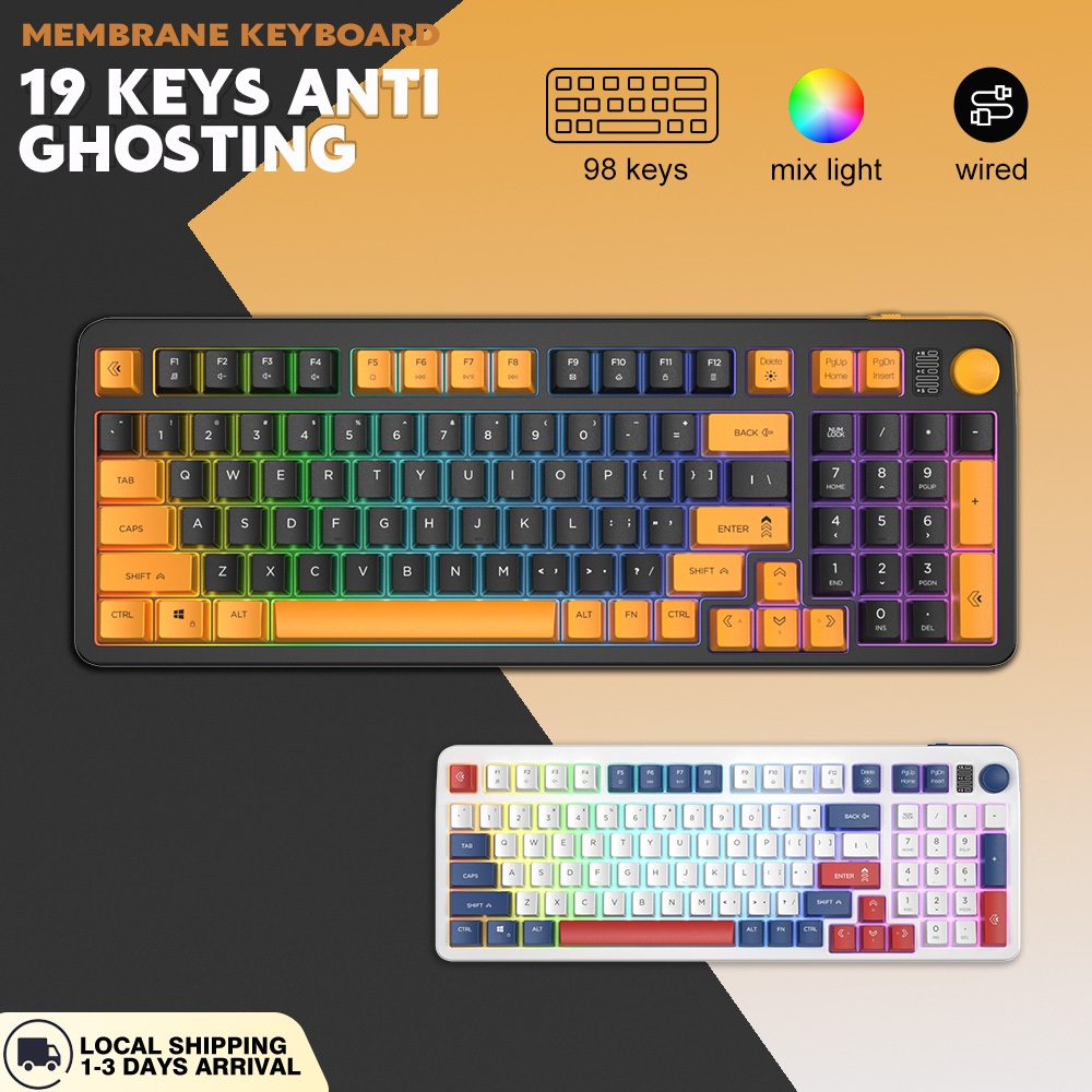 ZIFRIEND BM98 Membrane Keyboard 98 Keys ABS Keycaps Mix Light Keyboard ...