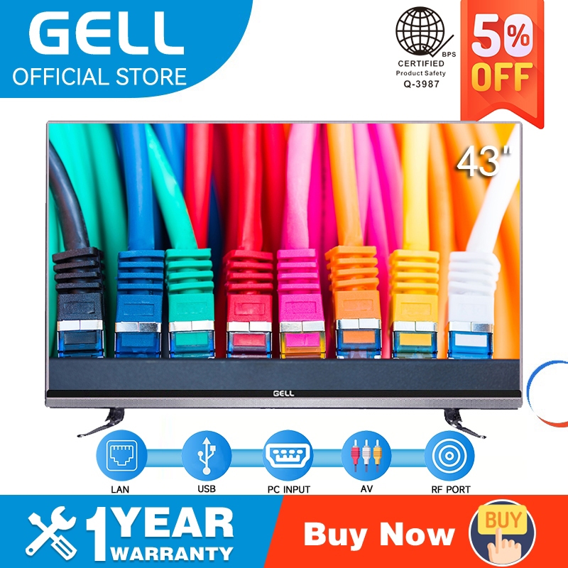 GELL 43 Inch LED TV Flat Screen Full HD Ultra-Slim Television | Shopee ...