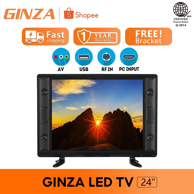 GINZA 24 Inch LED TV Flat Screen Music TV(Free wall bracket) | Shopee Philippines