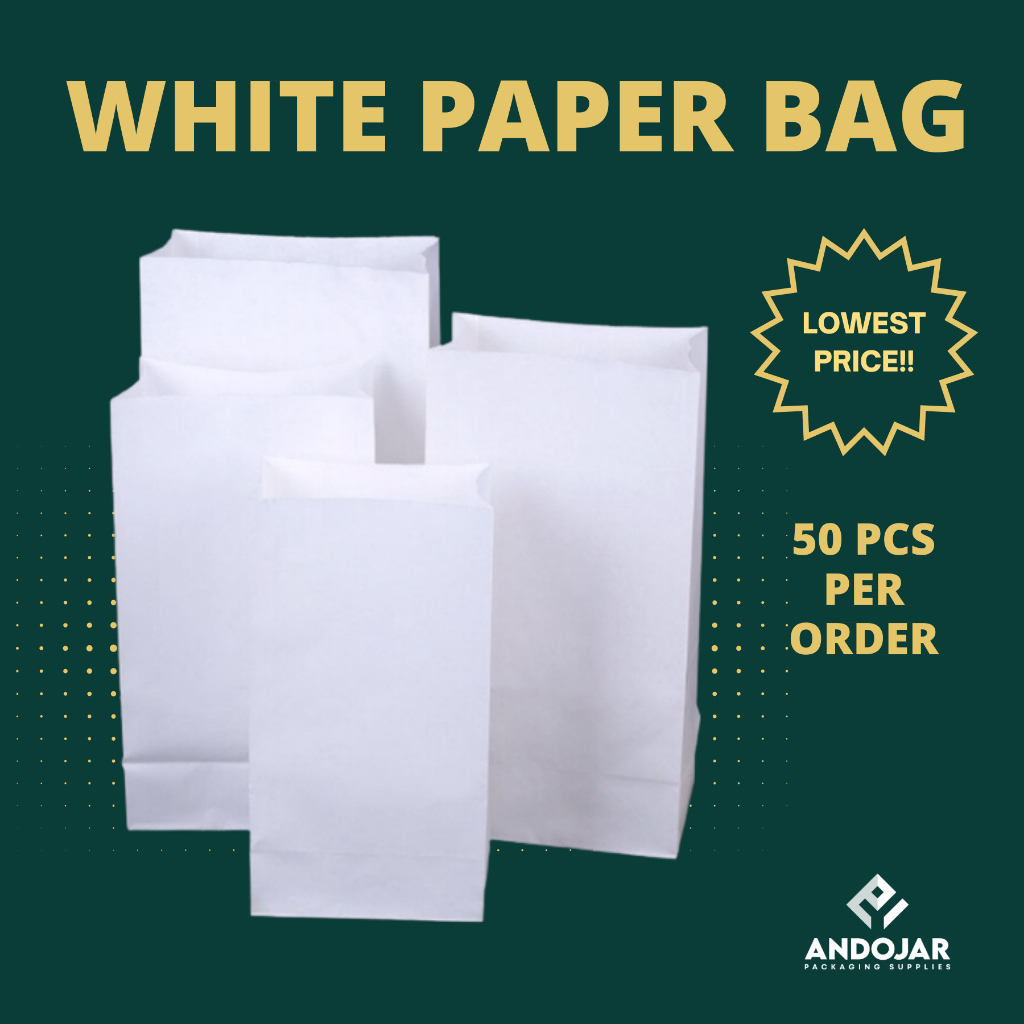 White Kraft Paper Bag Supot 50PCS | Shopee Philippines