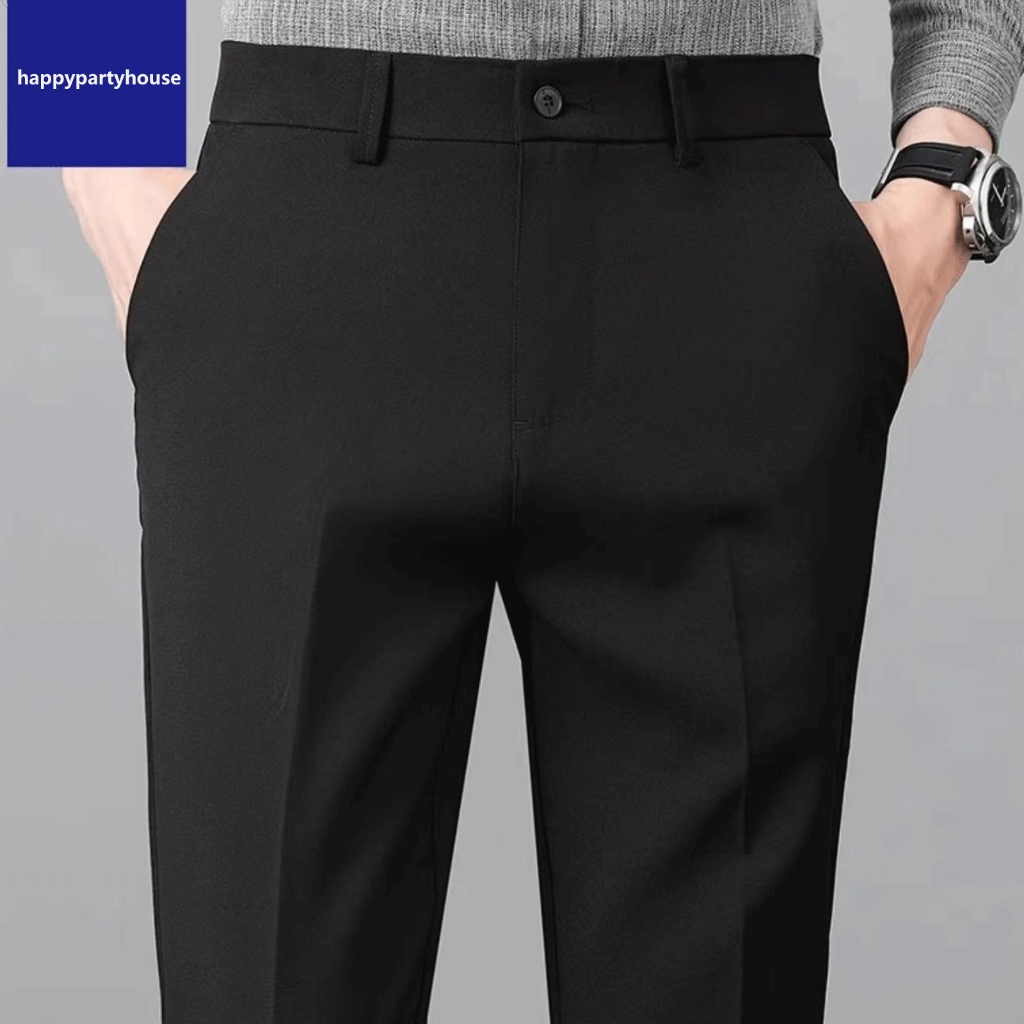 [S-3XL 4Color] Formal Pants Men Korean Regular Fit Plain Office Long Pants Plus Size Black ...