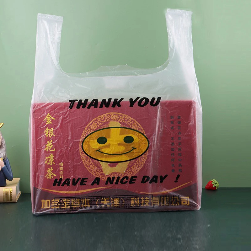 Plastic Shopping Bag Thank You Smiley Print with Handle Smiley face ...