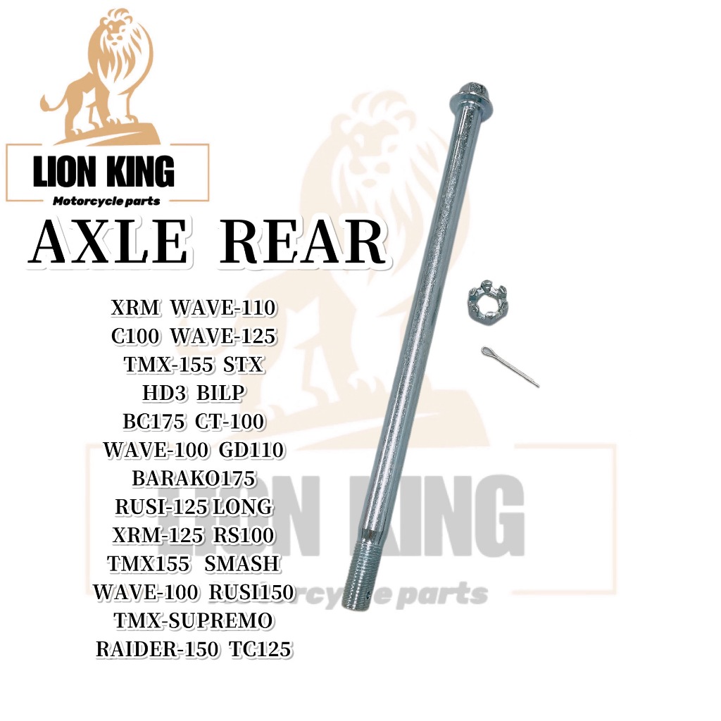 Motorcycle axle rear XRM/WAVE110/C100/TMX155/STX/BC175/CT100/BARAKO ...