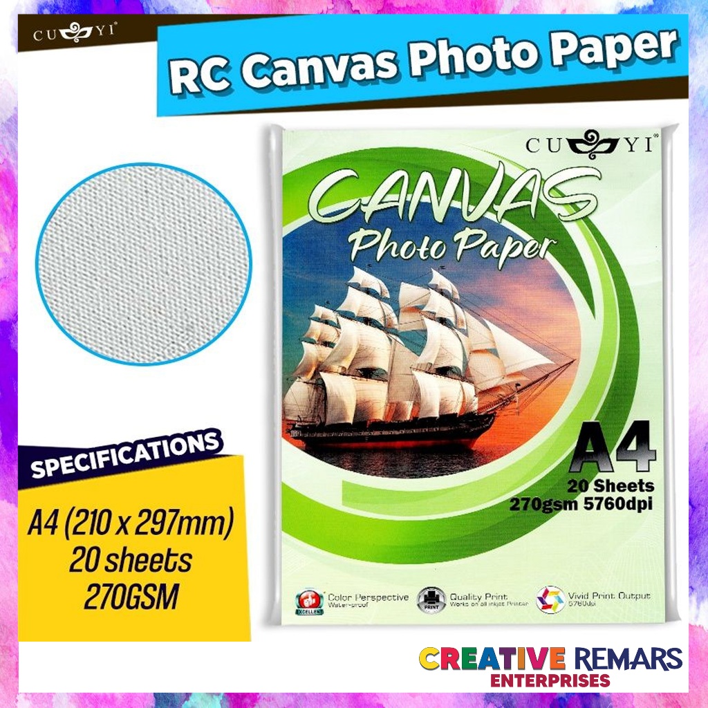Cuyi Canvas Photo Paper 270gsm A4 Size No Back Print Photo Paper 20 ...